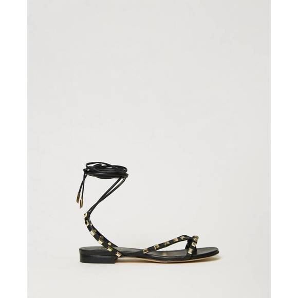 Twin-Set | Shoes | New Twinset Sandalo Thongs Sandal In Nero | Poshmark